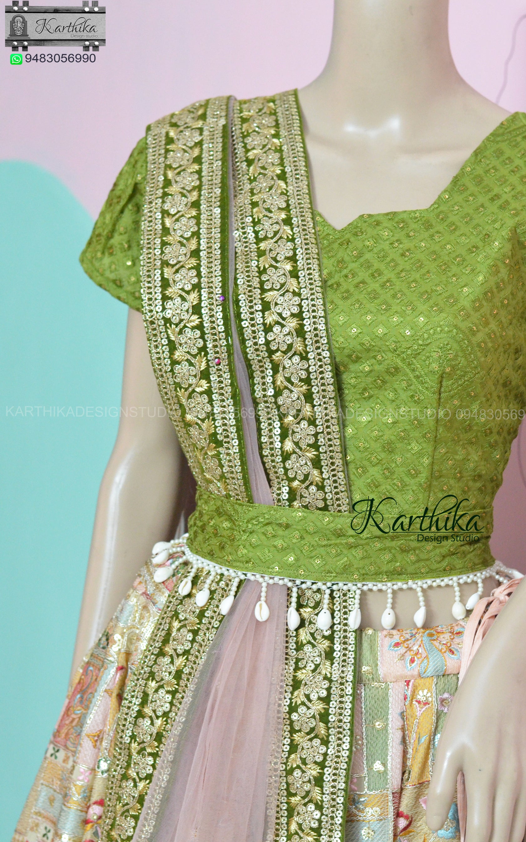 Embroidered Georgette Lehenga. – karthika design studio