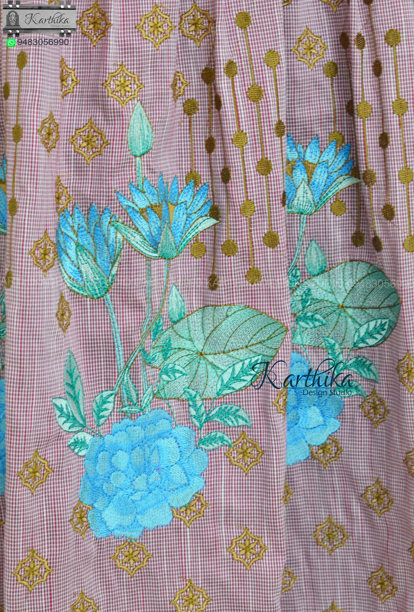 Embroidered cotton frock with pearl embroidery – karthika design studio