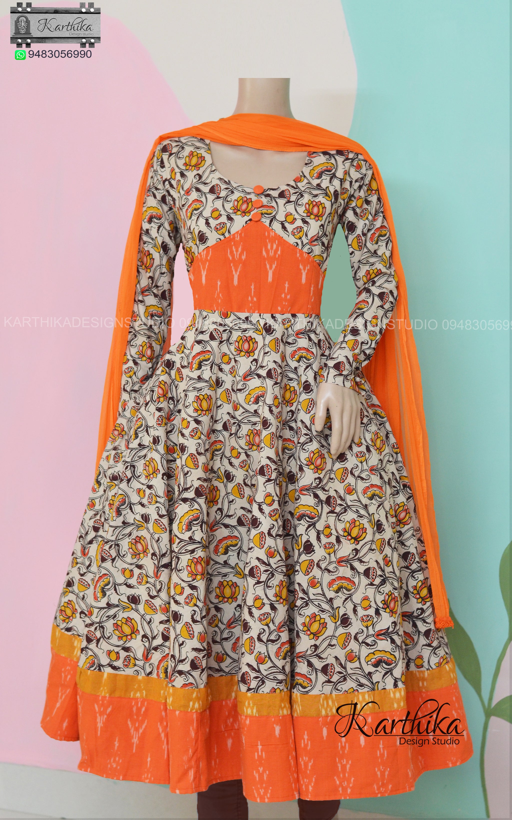 Kalamkari and Ikkat Anarkali.. – karthika design studio