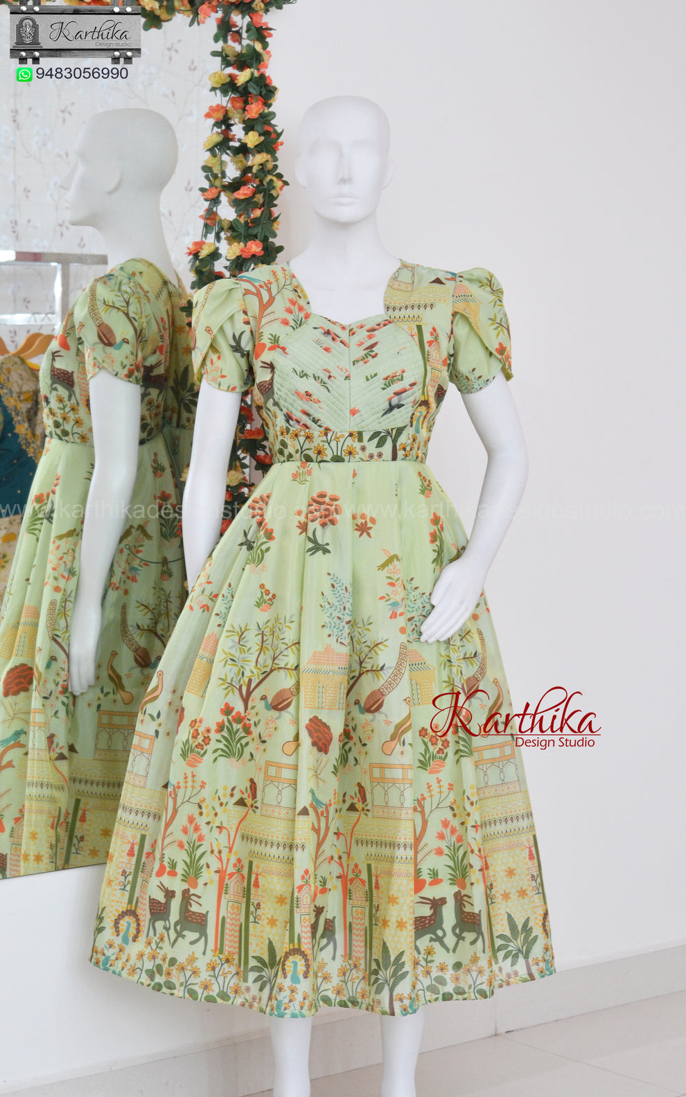 Printed tissue frock – karthika design studio